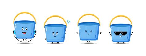Cute Bucket Character Collection 3461408 Vector Art At Vecteezy