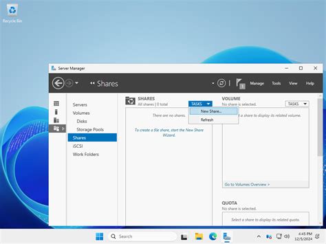 windows server 2025 nfs server configure shared folder quick
