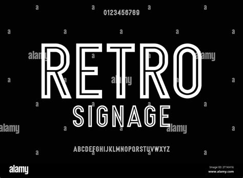Simple And Clean Linear Alphabet Retro Style Display Font Vector Stock