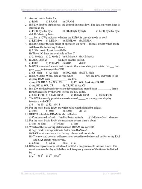 Microprocessors And Microcontrollersinterfacing With 8086 Pdf
