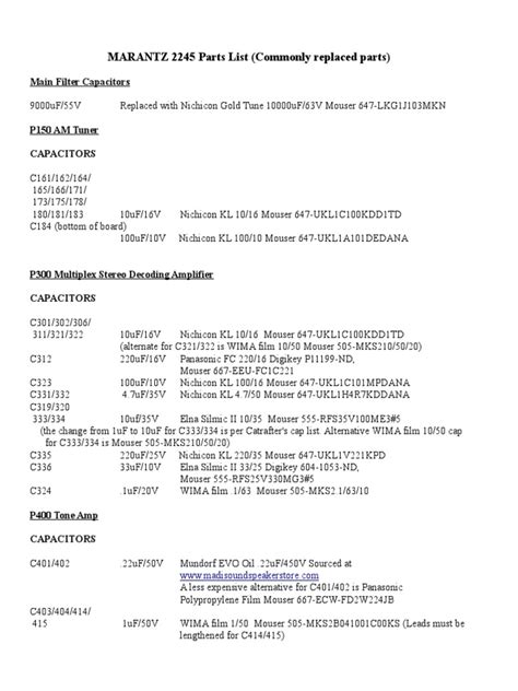 Marantz 2245 Parts List V3 Pdf Electrical Engineering Sound
