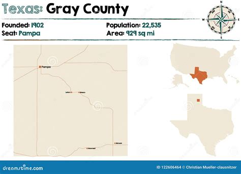 Map Of Gray County In Texas Stock Vector Illustration Of Education County 122606464
