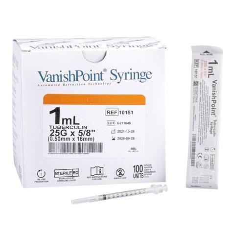 Vanishpoint Tb Syringe With Safety Retractable — Medicalrite