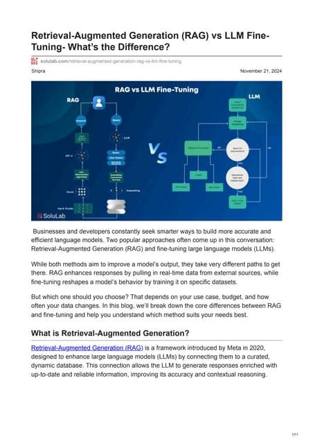 Retrieval Augmented Generation Rag Vs Llm Fine Tuning