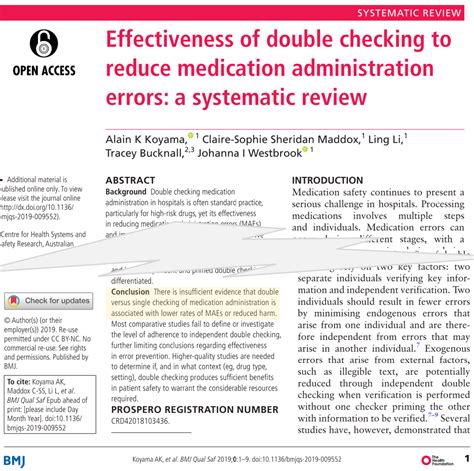 Human Factors In Healthcare The Value Of Double Checking Medications