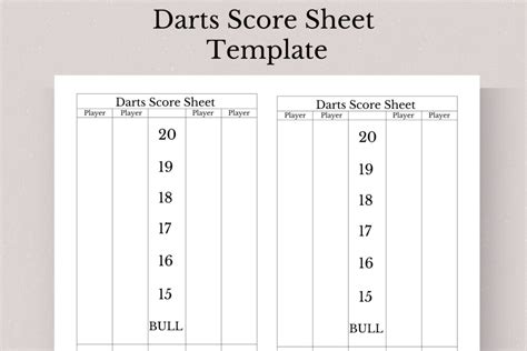 Printable Dart Cricket Score Sheet Score