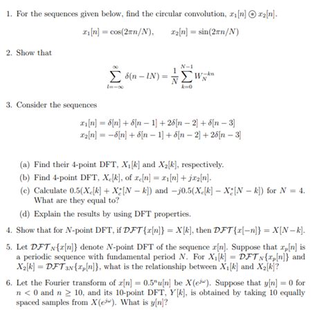 Solved For The Sequences Given Below Find The Circular Convolution