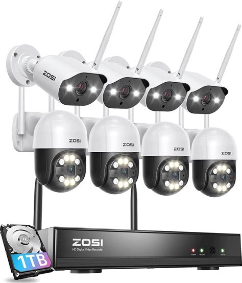 Zosi 2k Ptz Wireless Security Camera System 8pcs 3mp Pan