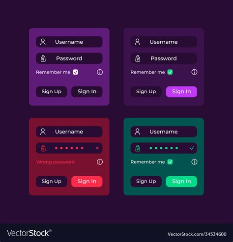 Login Fields Ui Elements Kit Royalty Free Vector Image