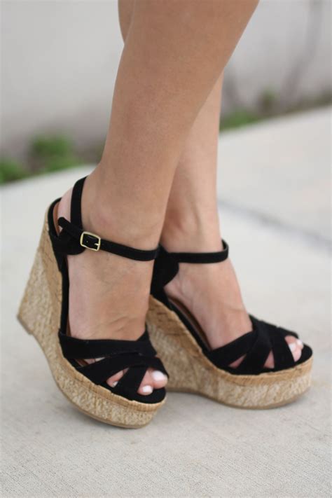 Black Wedges Wedge Shoes Women Shoes Stylish Wedges