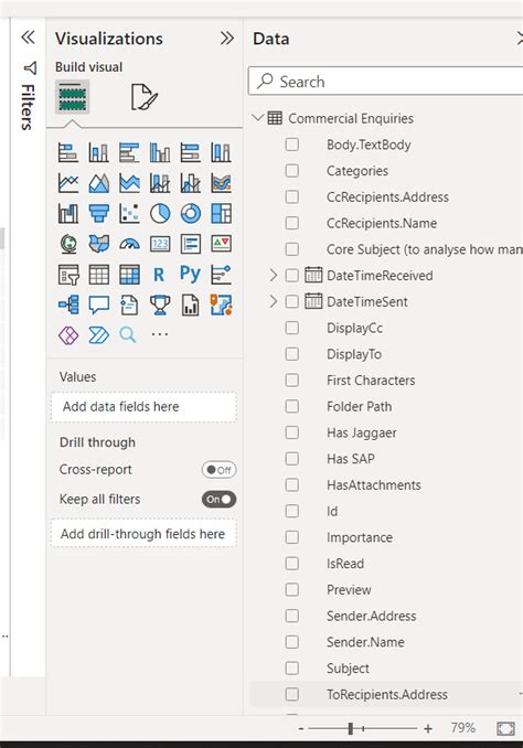 power bi desktop report view data section scroll microsoft