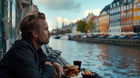 Junge Person Genießt Street Food Ki Generiertes Bild