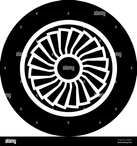 Turbine Airplane Turbomachine Jet Engine Aircraft Motor Fan Plane Icon Black Color Vector