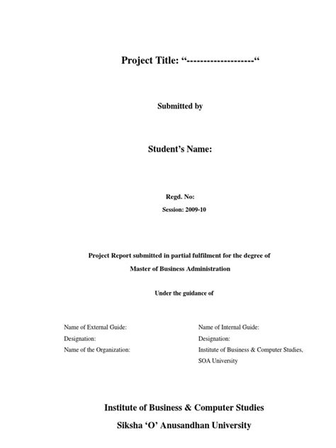 Sip Report Format Pdf Data Analysis Master Of Business Administration