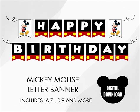 Happy Birthday Banner Printable Mickey Mouse King Printables