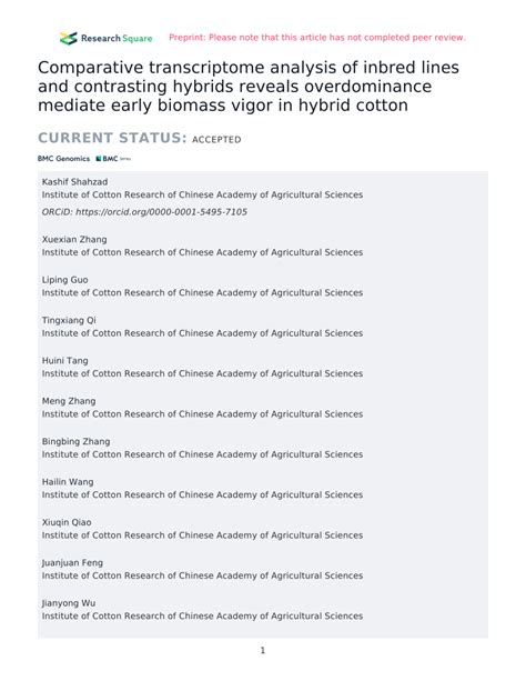 Pdf Comparative Transcriptome Analysis Of Inbred Lines And