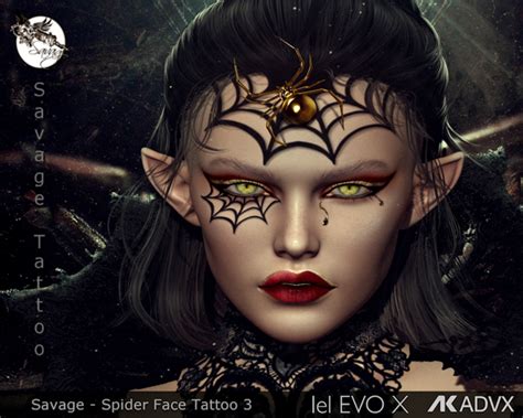 Second Life Marketplace Savage Spider Face Tattoo 3 Add