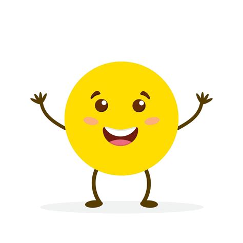 Happy Circle Cartoon Design Expression Cute Character Funny Theme