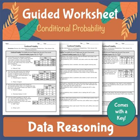 Conditional Probability Worksheets By Pumpkin Pi Math Activities