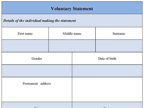 Voluntary Statement Fillable Pdf Form Editable Pdf Forms
