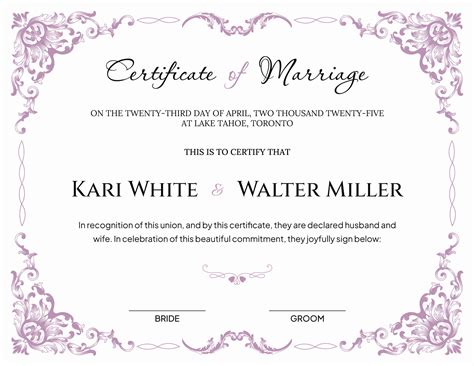 Marriage Certificate Template Microsoft Word Free Marriage Certificate