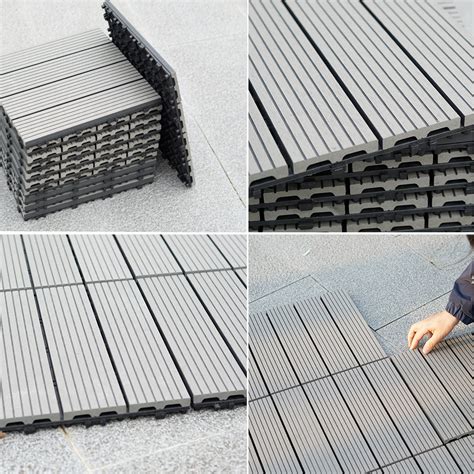 11 X Wpc Composite Interlocking Floor Decking Tiles Outdoor Garden