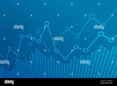Abstract Financial Chart With Uptrend Line Graph On Blue Background