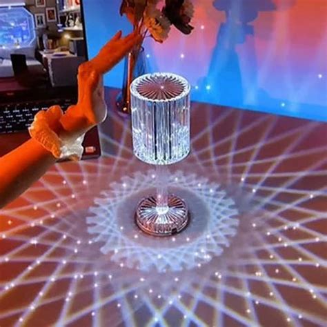 Touch Dimmable Table Light Rose Diamond Table Lamp 16 Color Mode At