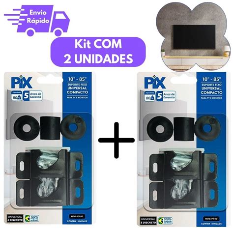 Kit 2 Suporte Tv Universal Fixo Led Lcd Plasma 10 24 32 43 50 55 Até 85 Polegadas Parede Ou