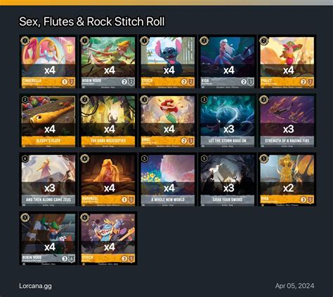 Sex Flutes And Rock Stitch Roll Lorcana Deck Disney Lorcana