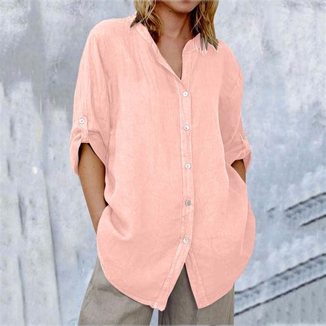 Pxiakgy Linen Shirts For Women Linen Button Down Shirts Long Sleeve