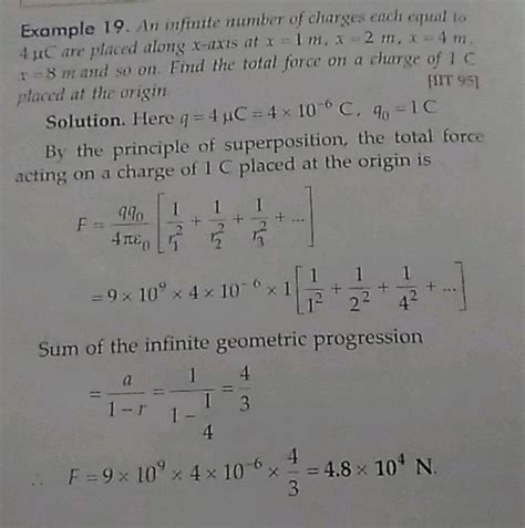 Example 19 An Infinite Number Of Charges Each Equal To 4μc Are Placed Al