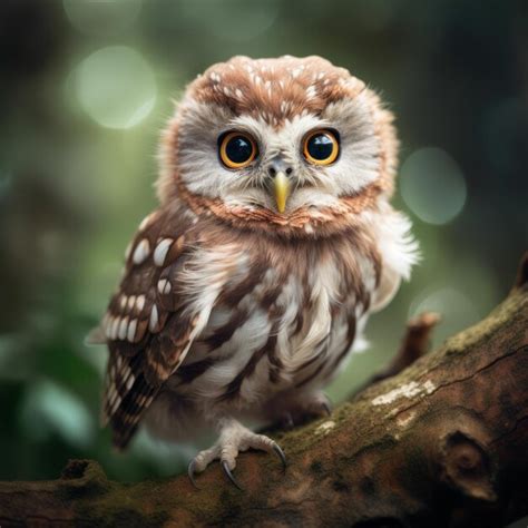 Premium Photo A Small Owl On A Branch