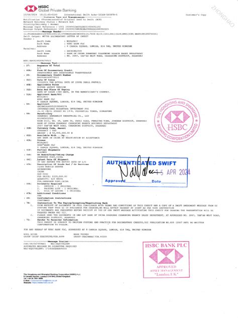 Swift Mt 700 Dlc Hsbc Uk To Boc0001zhongt Pdf