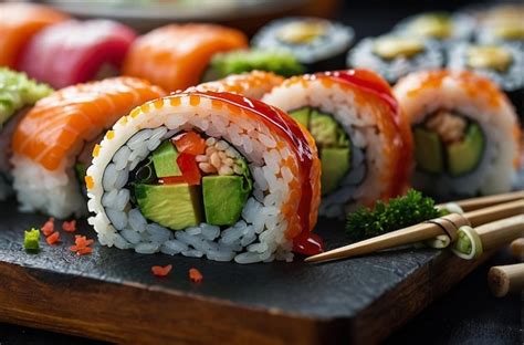 Premium Photo Sushi Roll Assembly Line