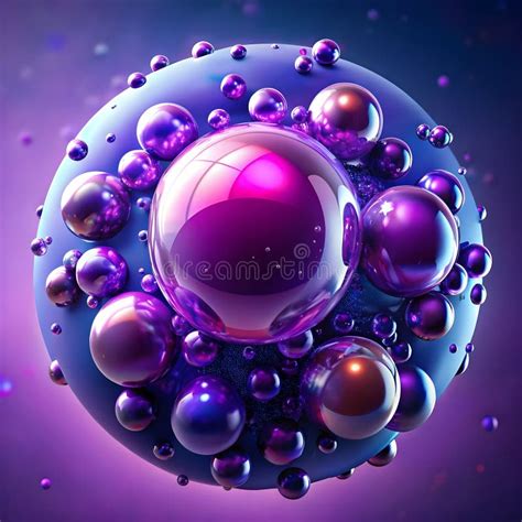 Glossy 3d Purple Spheres Background Buble Walpap Stock Illustration