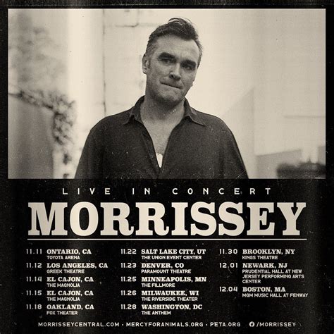 An Evening With Morrissey November December Us Tour Dates Showing