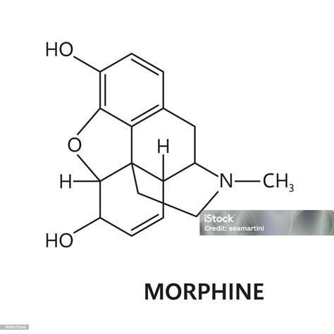 Morphine Drug Molecule Formula Chemical Structure Stock Illustration