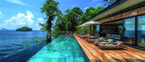 A Beautiful Pool With A View Of The Ocean Stock Image Image Of Tropical Holiday 330535515