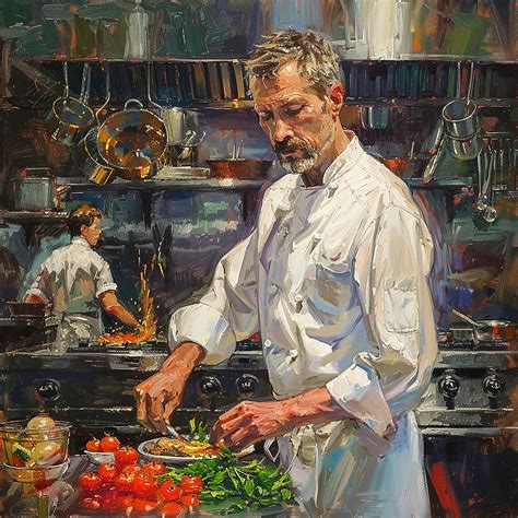 Original The Chefs Domain Culinary Art Scene Master Chef Artwork