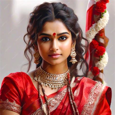 Premium Ai Image A Glamor Beautiful Girl Of Indian Ethnicity Wearing