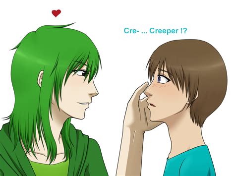 Minecraft Anime Steve And Creeper