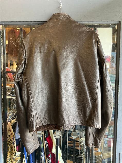 1970s Brown Leather Cafe Racer Jacket Etsy