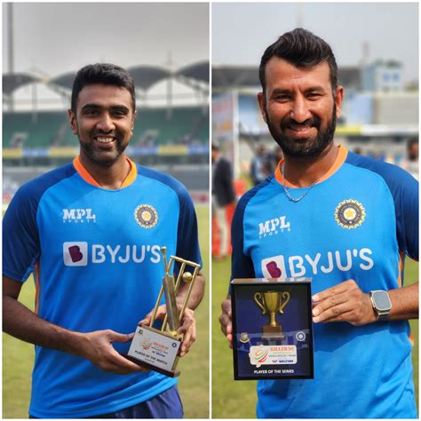 Ashwin The Player Of Match And Pujara The Player Of Series R Indiacricket