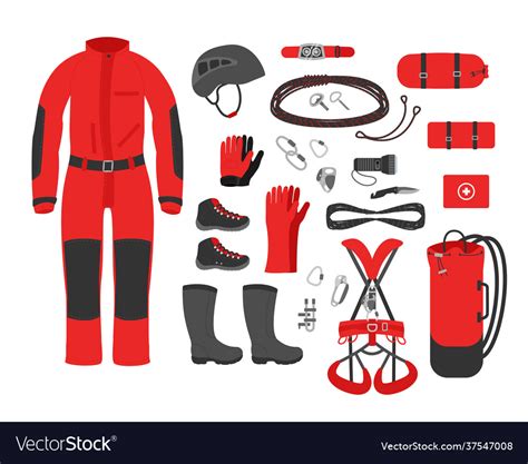 Caving Equipment Kit Clothes Speleological Vector Image