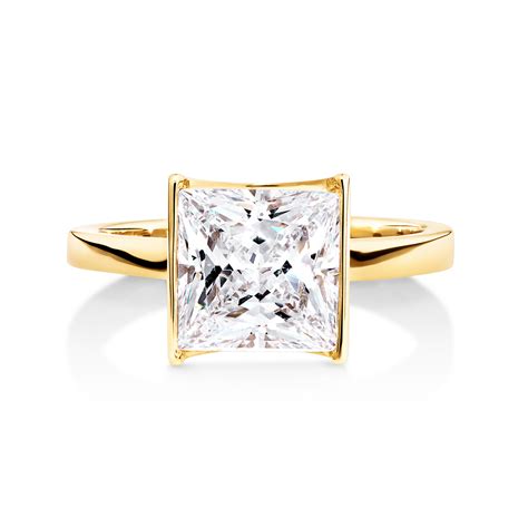 Gigi Asscher Cut Half Bezel Diamond Engagement Ring Sunshine Coast