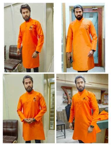 Solid Cotton Bhagwa Kurta Jai Shree Ram Kurta At ₹ 500piece In Indore
