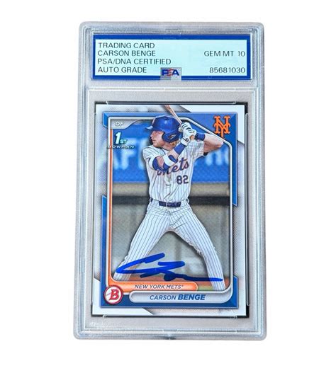 Carson Benge Signed 1st Bowman Paper Auto Card New York Mets