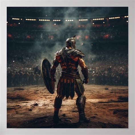Determined Secutor Gladiator Poster Battle Worn Zazzle Bright Artwork Creating Art Poster