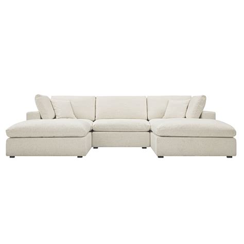 Lutyens Beige Linen Blend Modular Sofa 5 Piece U Shape Set Daals